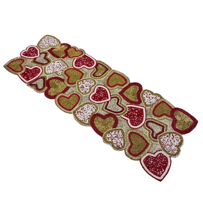 Rachel Zoe Valentine's Day All Over Beaded Red and Gold Hearts 36in ...