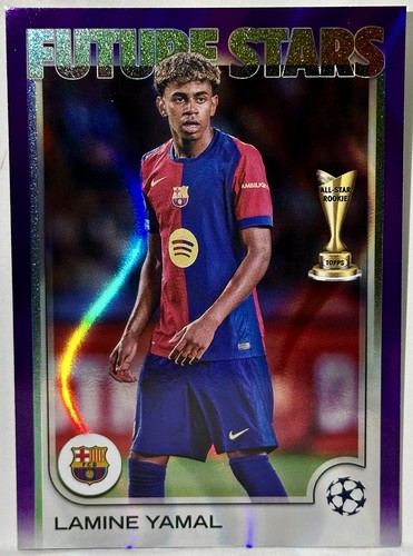 LAMINE YAMAL PURPLE FLOWFRACTORS FUTURE STARS 2024-25 Topps UCC UEFA ...
