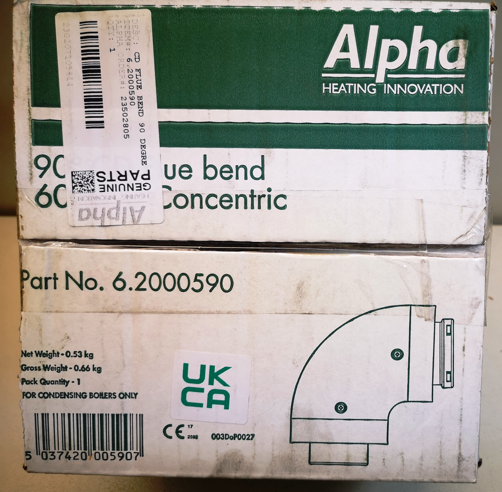 Alpha 60/100 90 Degree CD Concentric Flue Bend Condensing Boilers Only ...