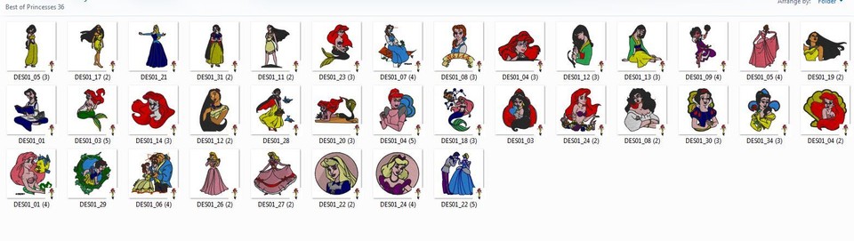155 Disney Princesses Machine Embroidery Designs - CD/USB/Floppy - 12 ...