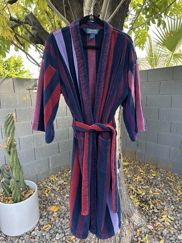 Vintage 90’s Colours Striped Heavy Robe Terrycloth Belted Big Lebowski ...