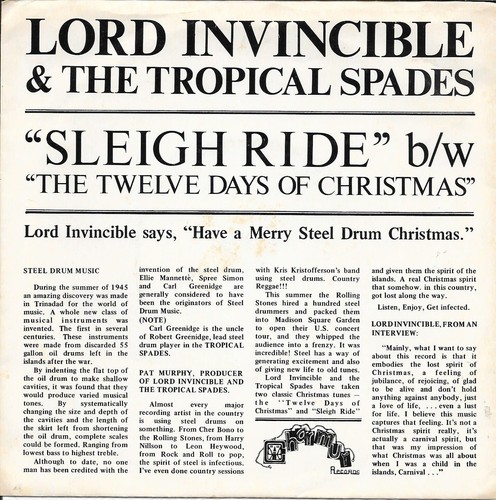 Lord Invincible Sleigh Ride 12 Days of Christmas 45 rpm record ...