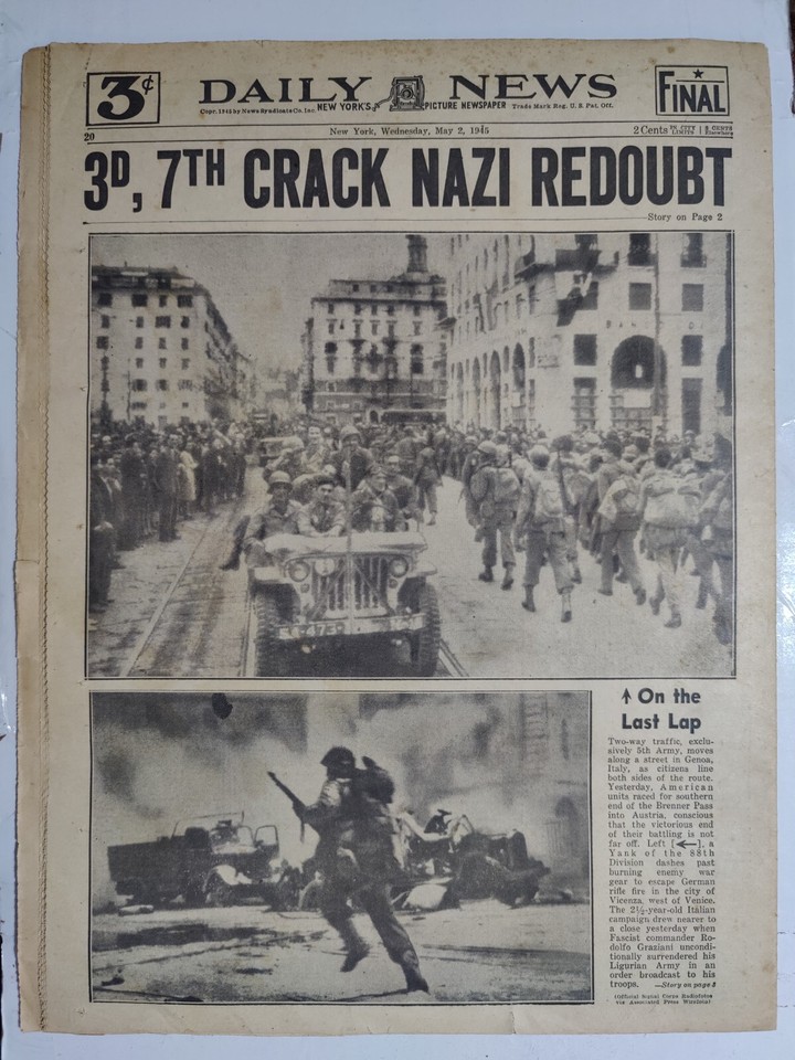 HITLER DEAD New York Daily News WHOLE ORIGINAL Newspaper WW II May 2 ...