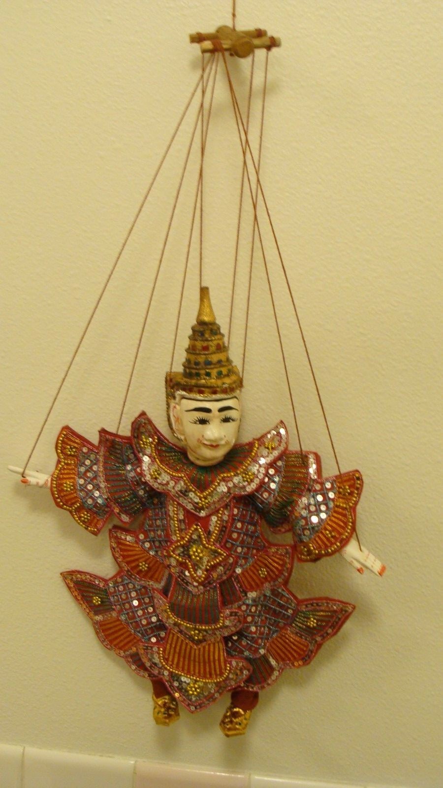 Vintage Indonesian Carved Wooden Wayang String Puppet approximately 15 ...