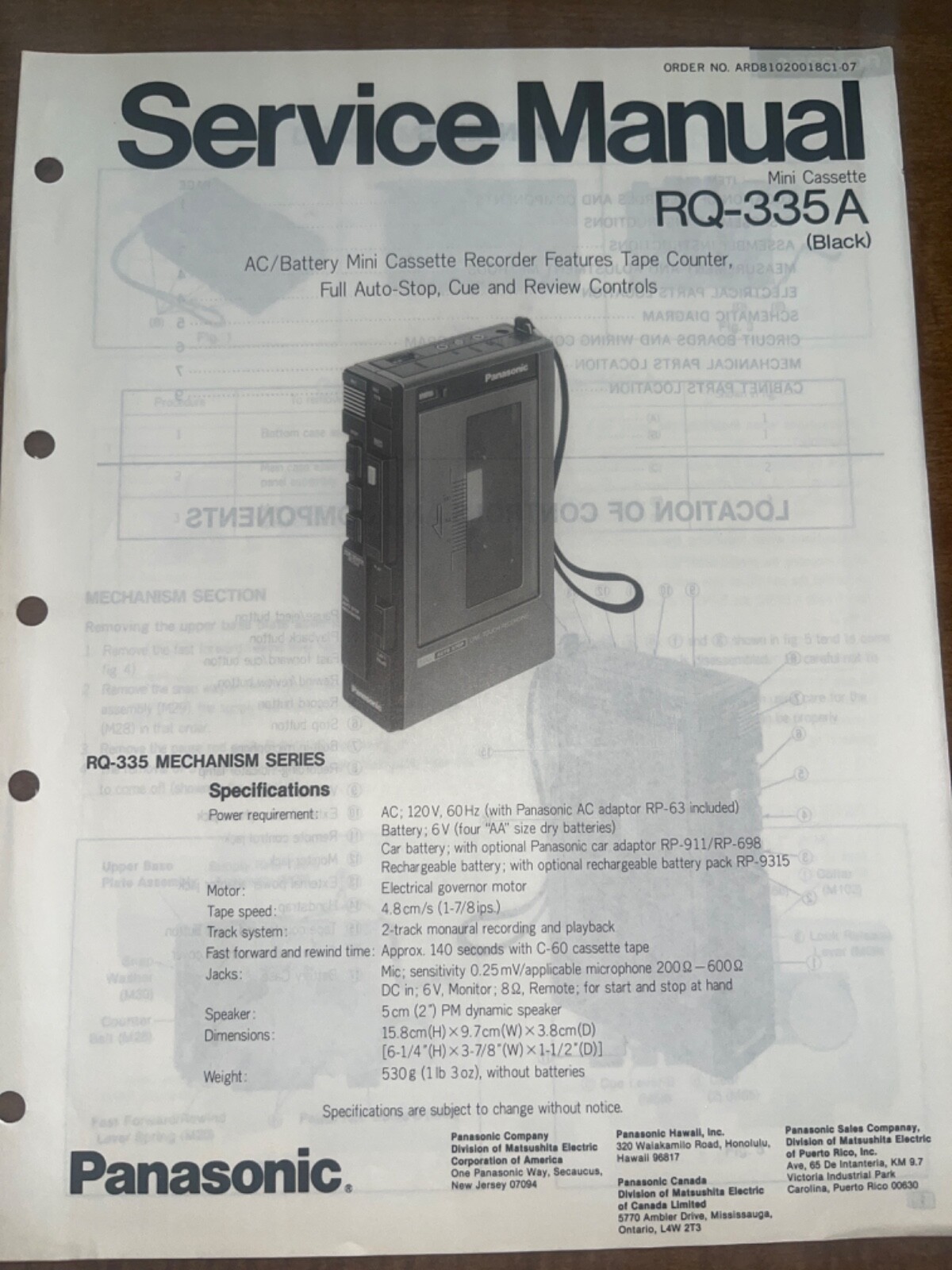 Panasonic Rq-335a Cassette Tape Recorder Player RARE Vintage for sale ...