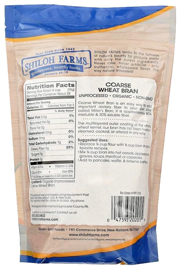 SHILOH FARMS Organic Wheat Bran Coarse - 16 oz | eBay