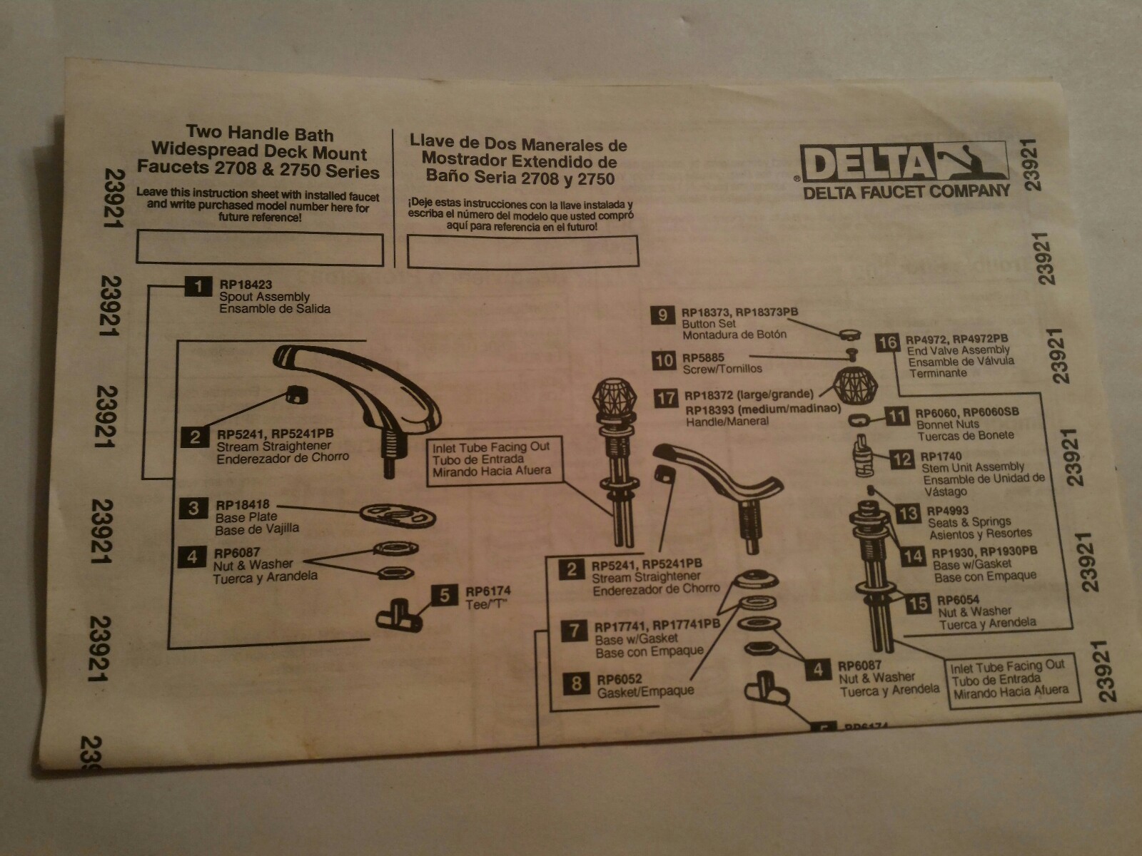Delta 2750 Two Handle Widespread Deck Mount Valve - Chrome for sale ...