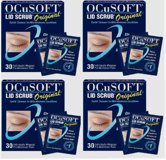 4 Pack OCuSOFT Lid Scrub Eyelid Cleaner Original Pre-Moistened Pads 30 ...