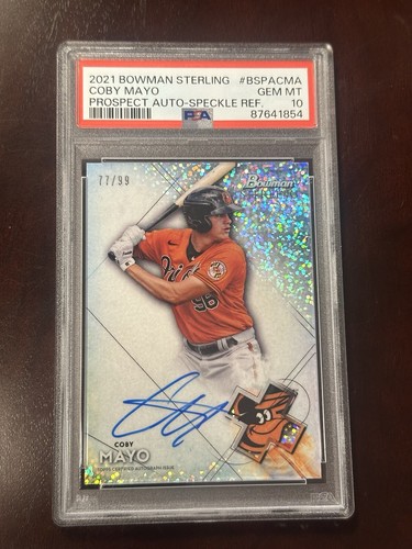 Coby Mayo 2021 Bowman Sterling Speckle Refractor Auto /99 Orioles PSA ...