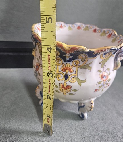 Antique Small Cache Pot Planter With Decorative Flowers | eBay