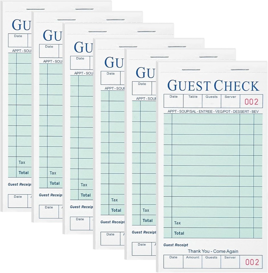Guest Check Books 6 Pack, Guest Checks for Servers, Server Note Pads ...
