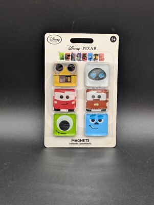 Disney Store Pixar Character Squares 6 Pc Magnet Set Wall-e Cars ...