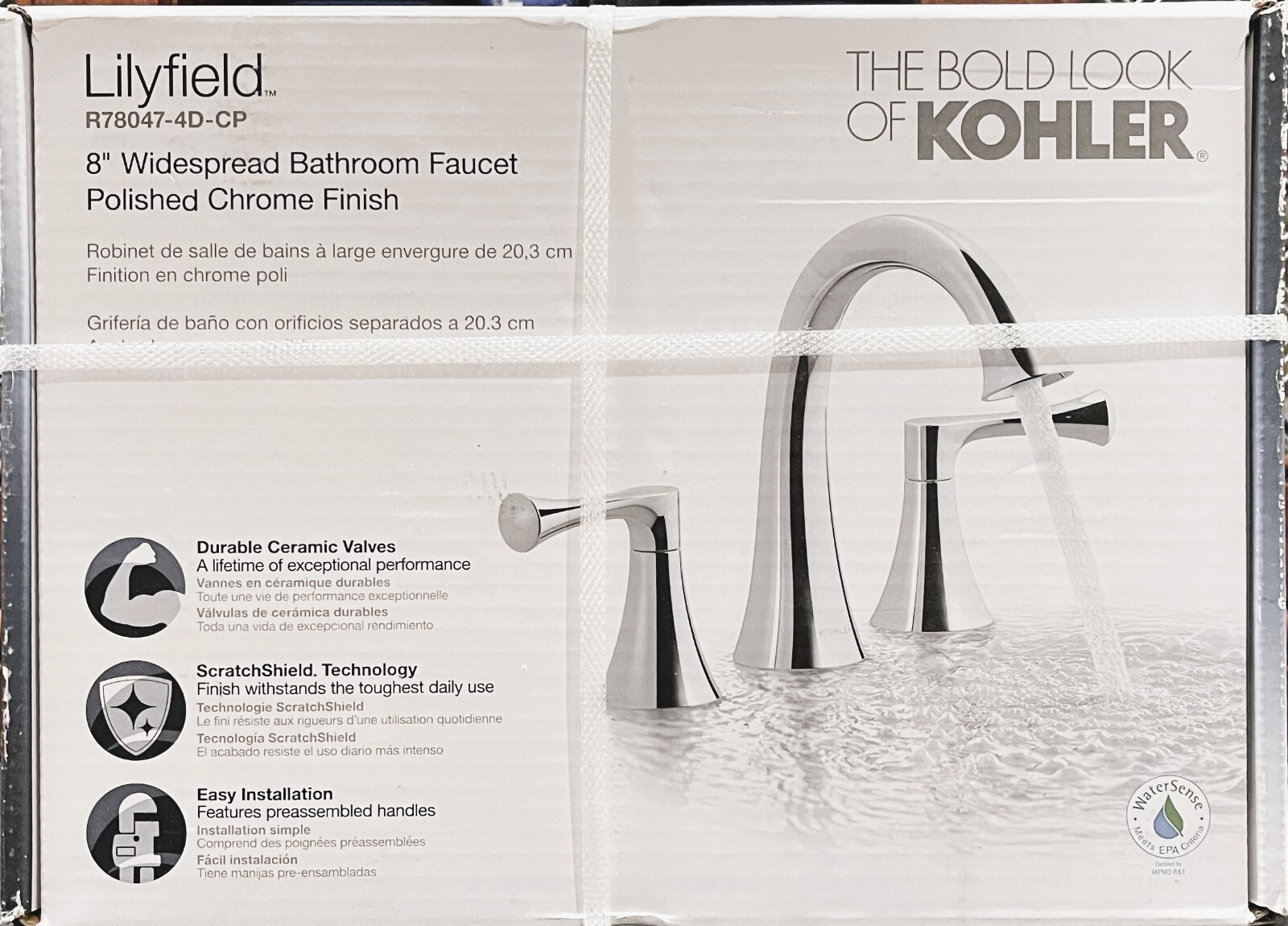KOHLER Lilyfield Polished Chrome Widespread WaterSense Sink Faucet 4 ...