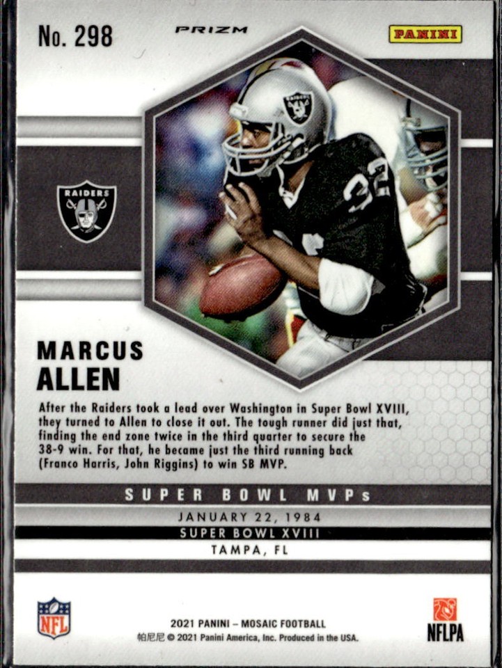 2021 Panini Mosaic #298 Marcus Allen Near Mint | eBay