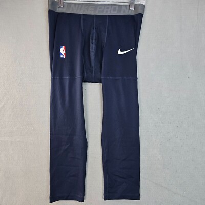 Nike Pro NBA 3/4 Length Compression Pants Mens Large Navy Blue Dri-Fit ...