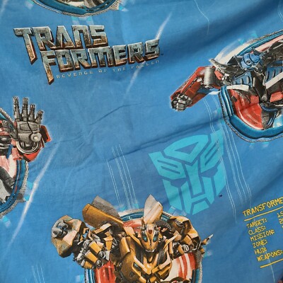 Vintage Transformers Twin Size Flat Bed Sheet Fabric Blue | eBay