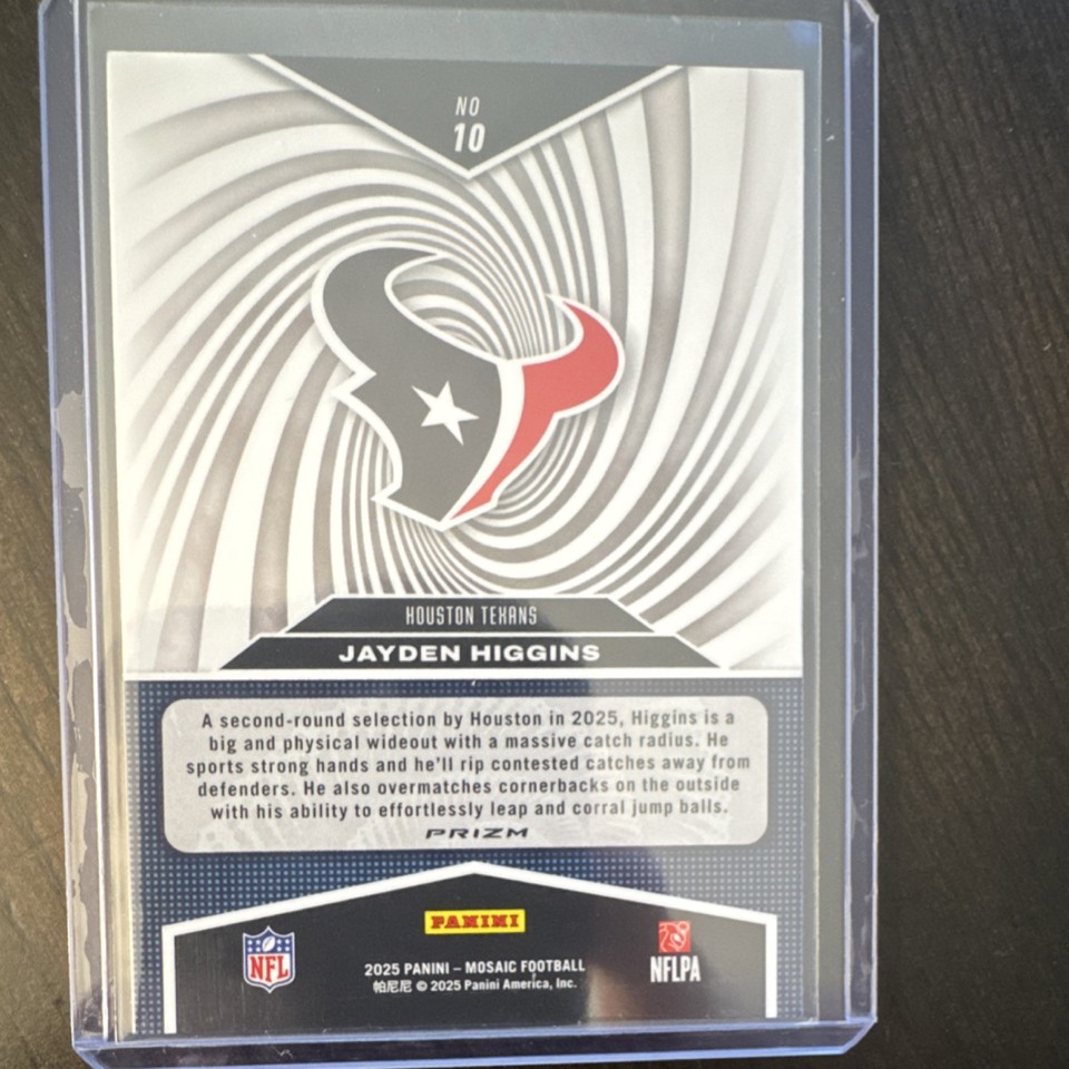 Panini 2025 Mosaic Jayden Higgins Storm Prizm Rookie #10 Houston Texans ...