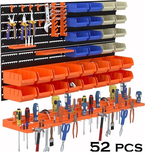 Storage Bins Rack Bolts Nut Screws Organizer Garage Store Workshop Wall ...