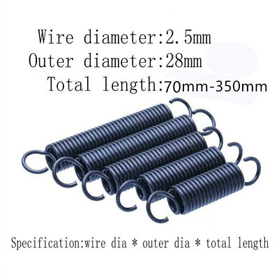 Extension spring with hook Wire dia 2.5mm Outer dia 28mm Length 70mm ...