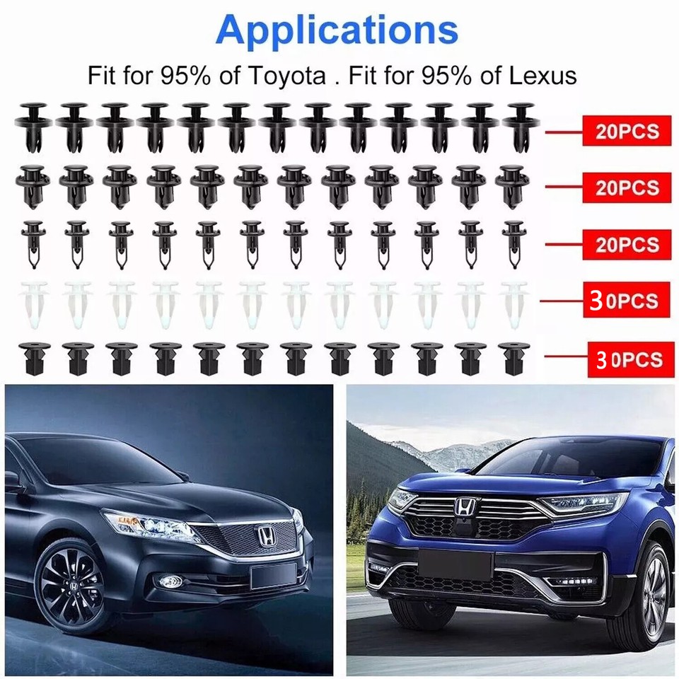 120PCS Clips & Pins Fender Liner & Bumper Cover Retainer Rivets For ...