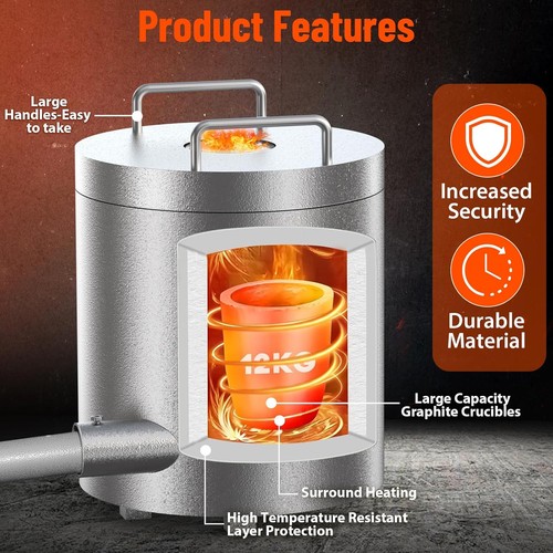 12KG Propane Melting Furnace Foundry Kit 1482°C/2700°F Casting Refining ...