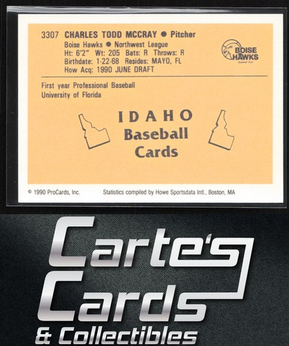 Todd McCray 1990 ProCards #3307 Boise Hawks | eBay