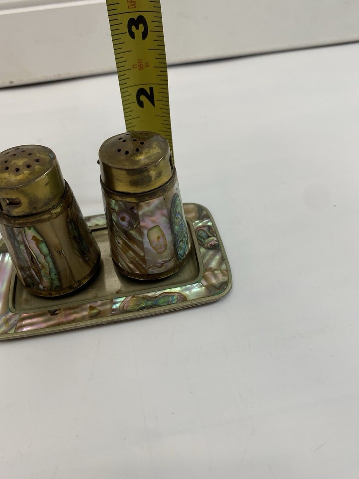Mexican Abalone She’ll And Silver Salt And Pepper Shakers With Tray | eBay