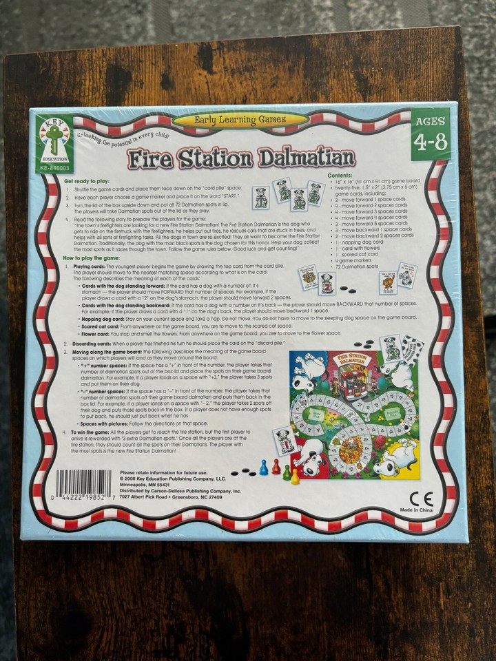 Fire Station Dalmatian Game Key Education Early Learning ages 4-8 NEW ...