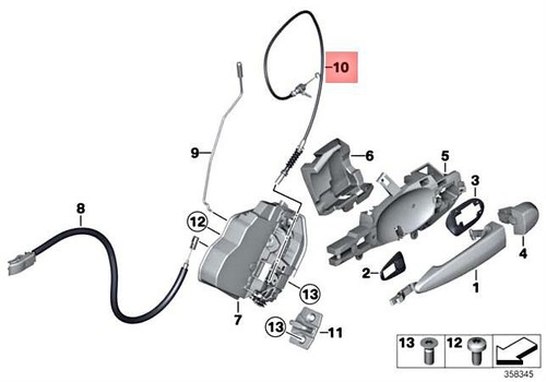 Genuine BMW X3 X4 M F25 F26 Bowden Cable Outside Door Handle Rear ...