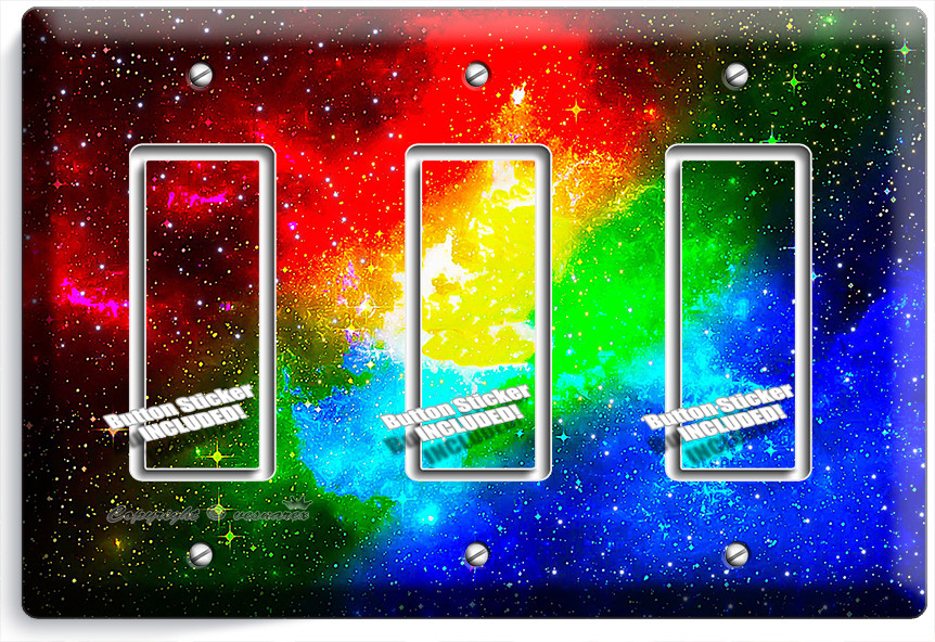 SPACE GALAXY STARS RAINBOW NEBULA CLOUD LIGHT SWITCH OUTLET PLATE ROOM ...
