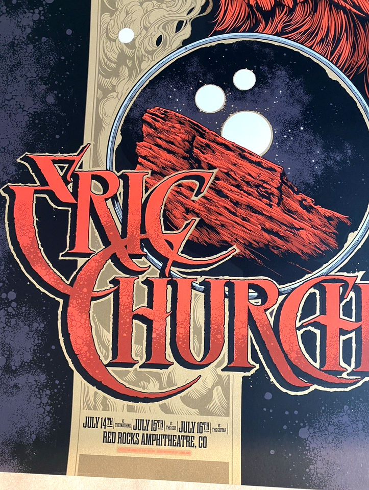AUTHENTIC ERIC CHURCH Red Rocks CO HUGE AP OFFICIAL Poster July 14-16 ...
