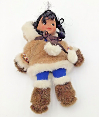 Kipmik Eskimo Doll Brown Fur Plush Alaska 10” Northern Neighbors ...