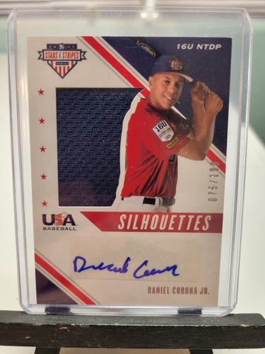 Daniel Corona Jr Silhouettes Patch Auto 75/199 2020 Panini Stars ...