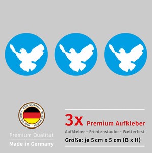 Friedenstaube Aufkleber Taube Sticker Waschstrassenfest Wetterfest UV ...