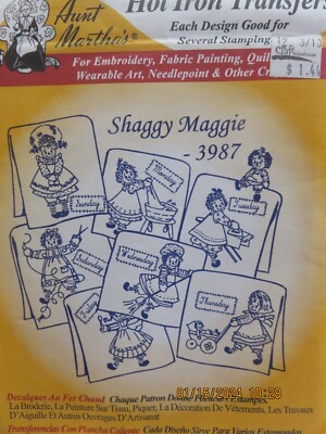 VINTAGE AUNT MARTHAS HOT IRON TRANSFER PATTERN - SHAGGY MAGGIE -3987 | eBay