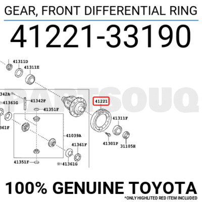 4122133190 Genuine Toyota GEAR, FRONT DIFFERENTIAL RING 41221-33190 | eBay