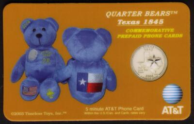 5m Texas (#28) State Quarter Bears: Bean Bag Toy, Coin, Flag Phone Card ...