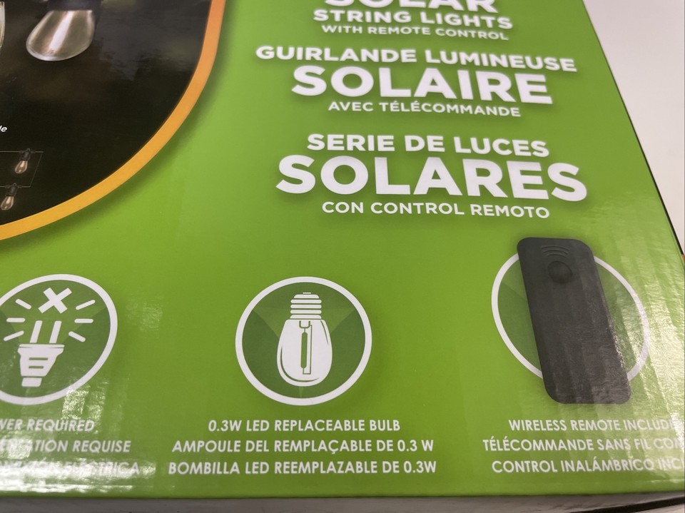 Sunforce 35' Solar String Lights with Remote Control 15 LED BULBS ...