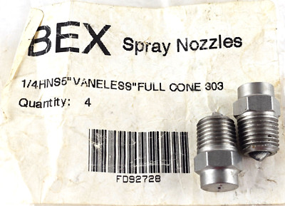 NEW BEX 1/4HNS5 Vaneless Full Cone Nozzle, 303 Stainless Steel ( Lot of ...