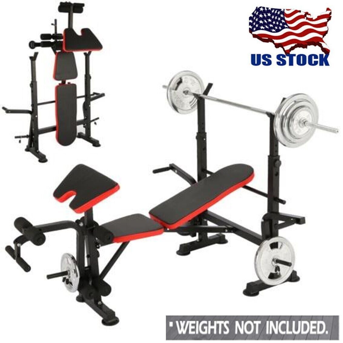 Full Body Workout Adjustable Weight Bench Folding Bench Press with ...