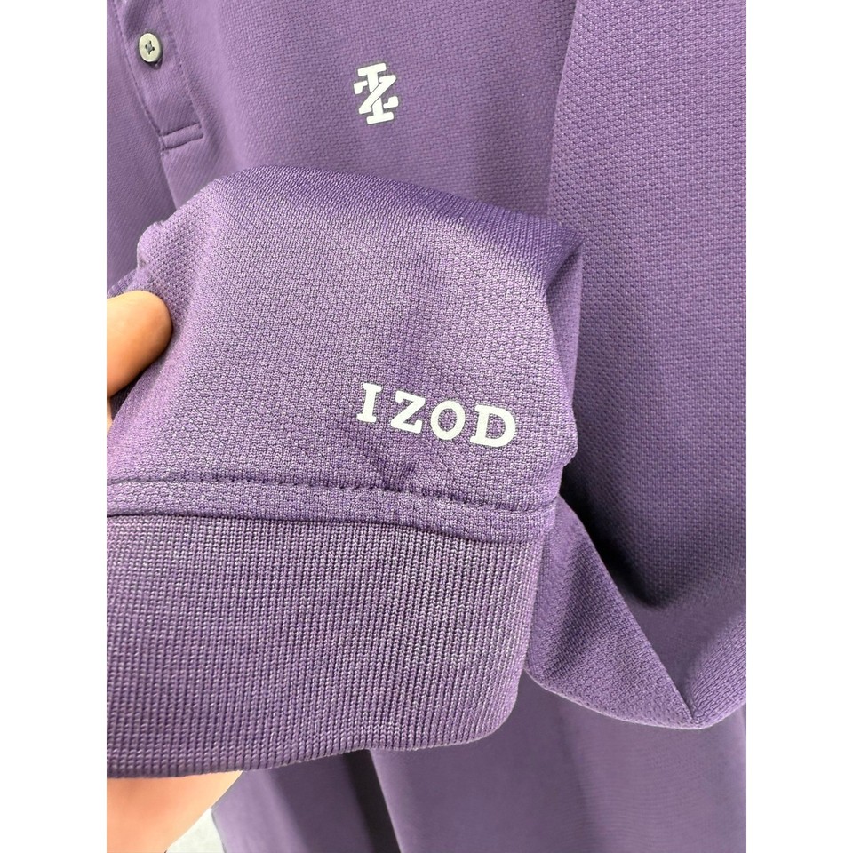 IZOD Golf Mens Purple Long Sleeve Polo Shirt XXL Performance Dry Fit ...