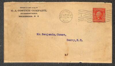 USA 319c STAMP COSTICH NURSERYMEN ROCHESTER NEW YORK ADVERTISING COVER ...