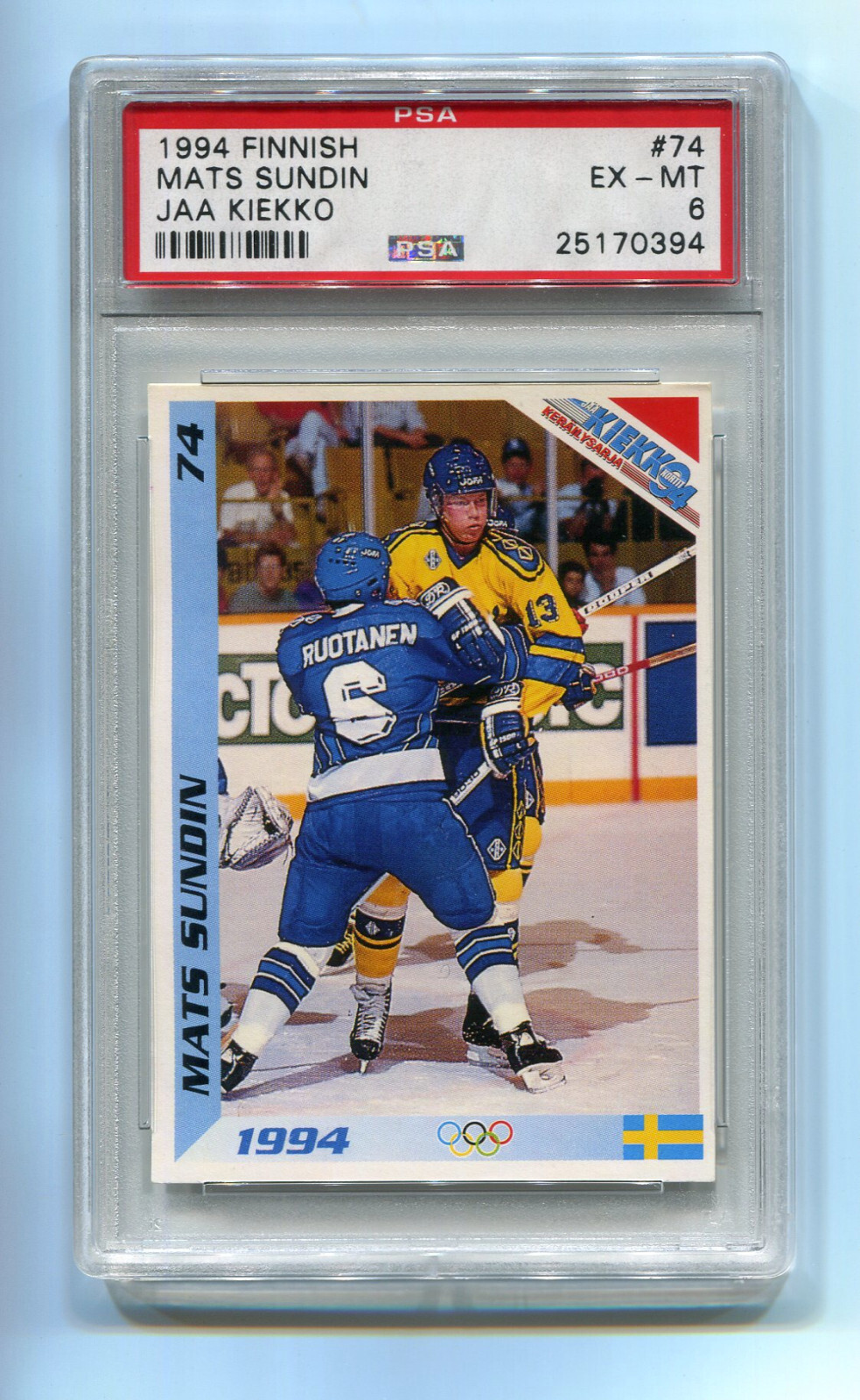 1994 Finnish Semic Jaakiekko 74 Mats Sundin PSA 6 EX-Mint Olympics Pop ...