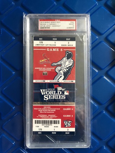 2013 WORLD SERIES Game 5 FULL TICKET Red Sox Cardinals PSA 10 GEM MINT ...