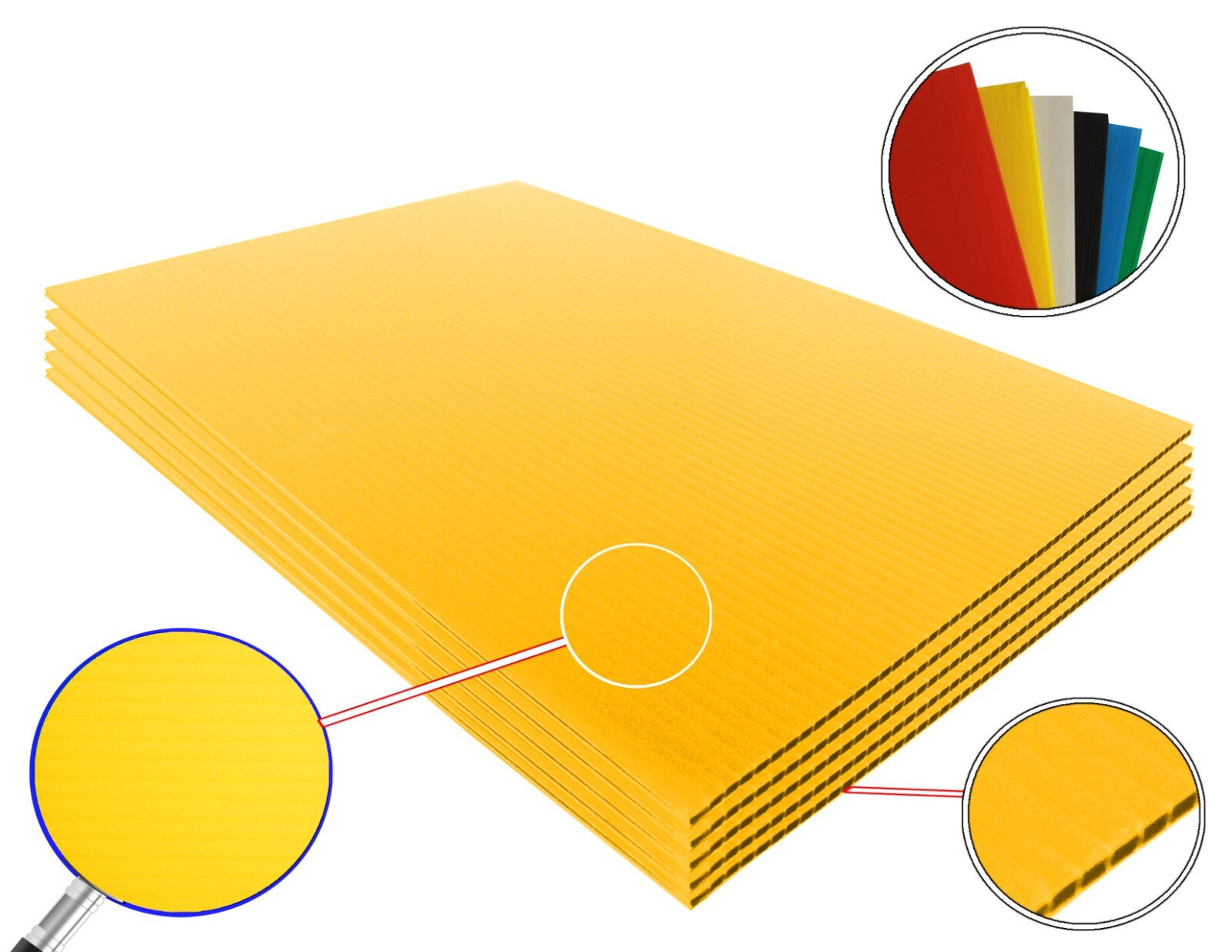 4mm Corrugated Yellow Plastic Sheets 18x24 24x36 24x48 36x36 Coroplast ...