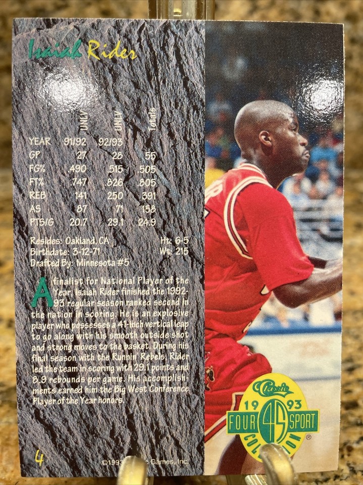 1993-94 Classic Four Sport Isaiah Rider UNLV Runnin' Rebels #4 | eBay