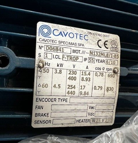 Cavotec - Motor - N132ML8 - 50hz/60hz - 3.8kW/4.5kW - 690/830RPM | eBay