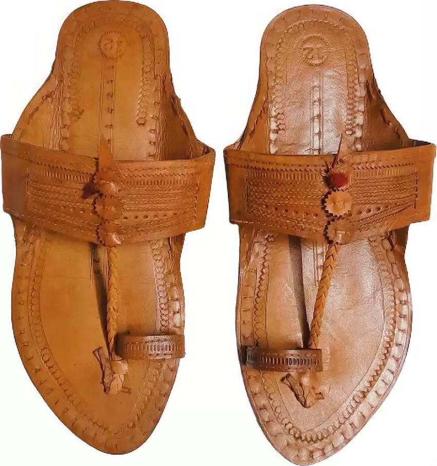 Mens Jesus sandal kolhapuri buffalo leather flat jutti KM34 chappal US ...