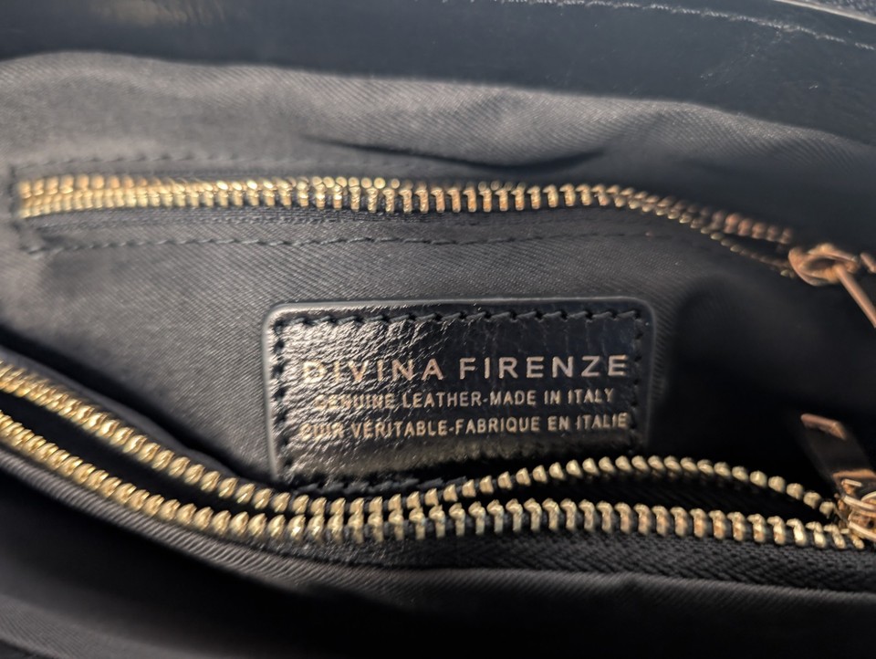 Divina Firenza Black Leather Purse with Gold Hardware Made In Italy | eBay