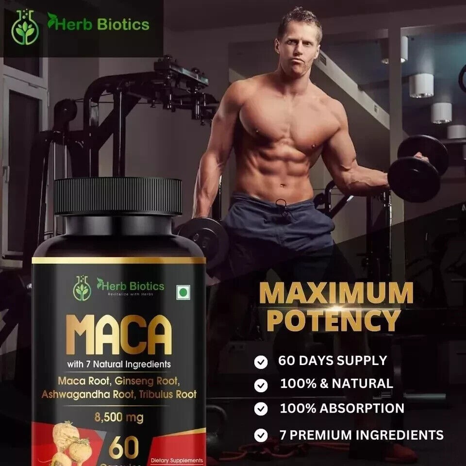 Organic Maca Root Capsules | 60 Caps | Ashwagandha, Maca Extract for ...